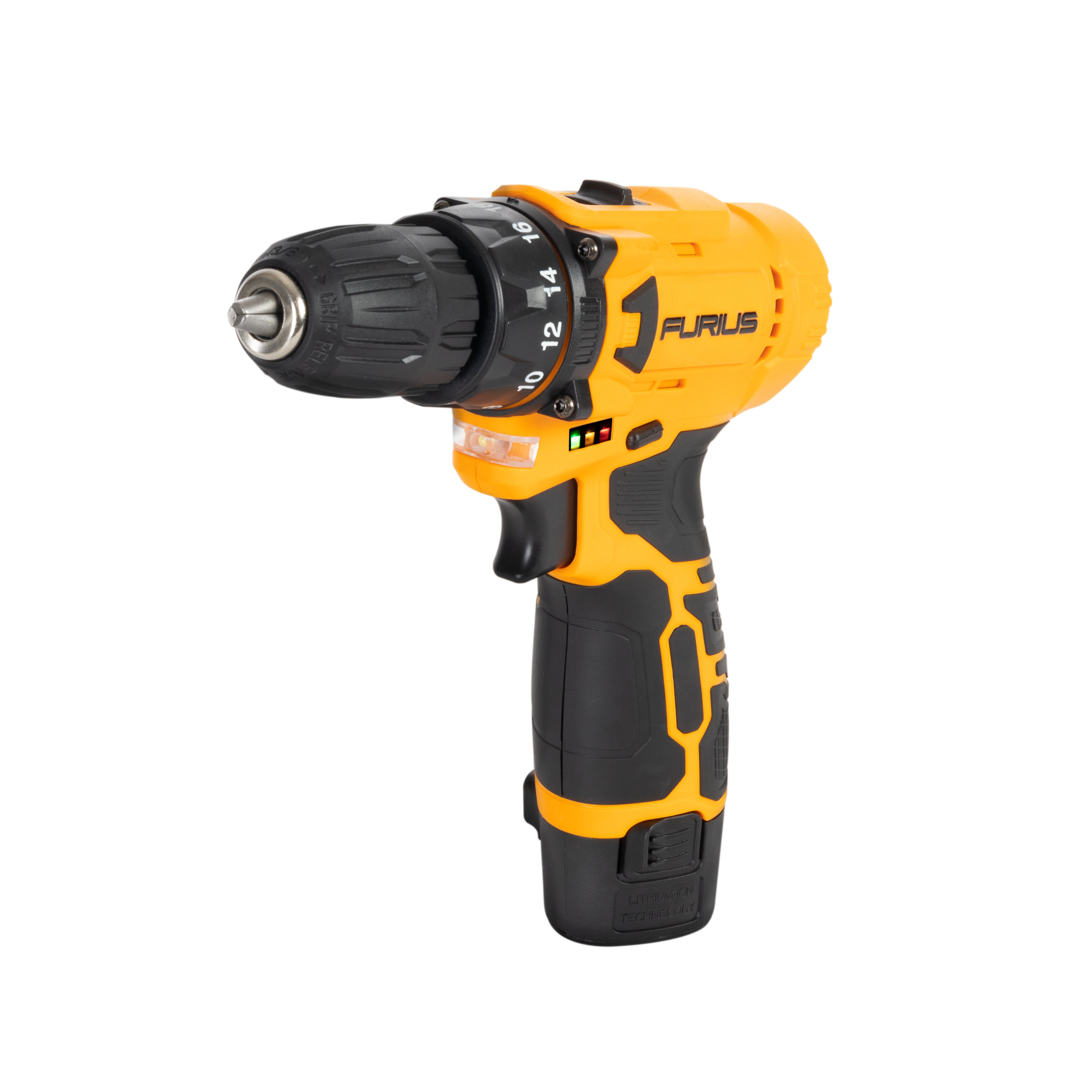 TALADRO ATORNILLADOR INALÁMBRICO FIRE 12 DE 3/8” - 10MM FURIUS CON BAT ...